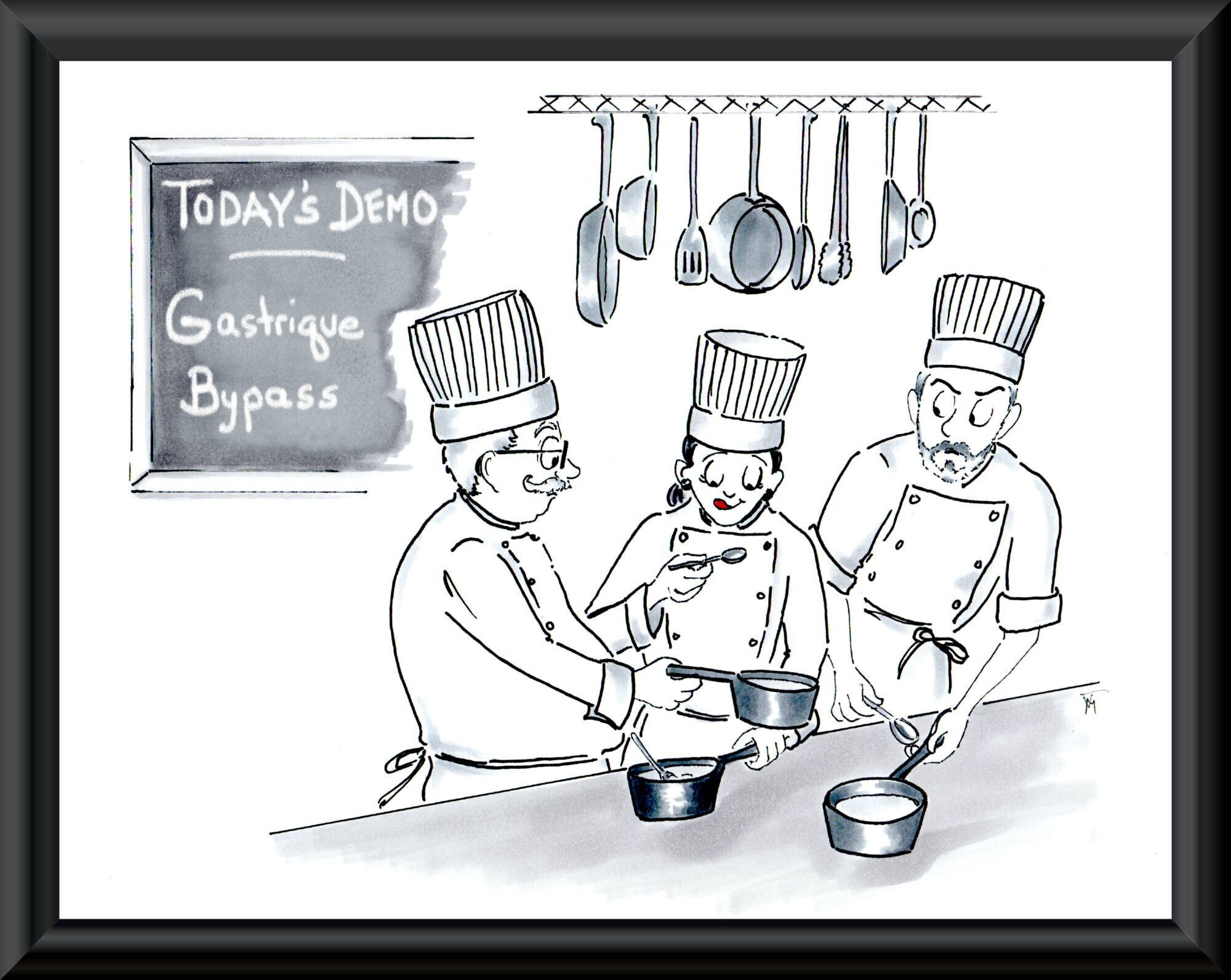 Funny Chef Art Cartoon Print for Chefs and Food Lovers. Three Chefs ...