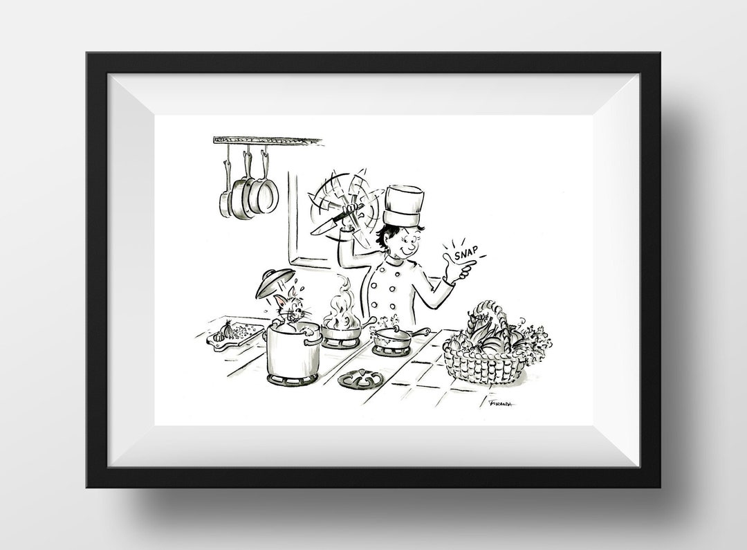 Humorous Culinary Chef Art Print. Cute Kitchen Art Gift for Cook ...