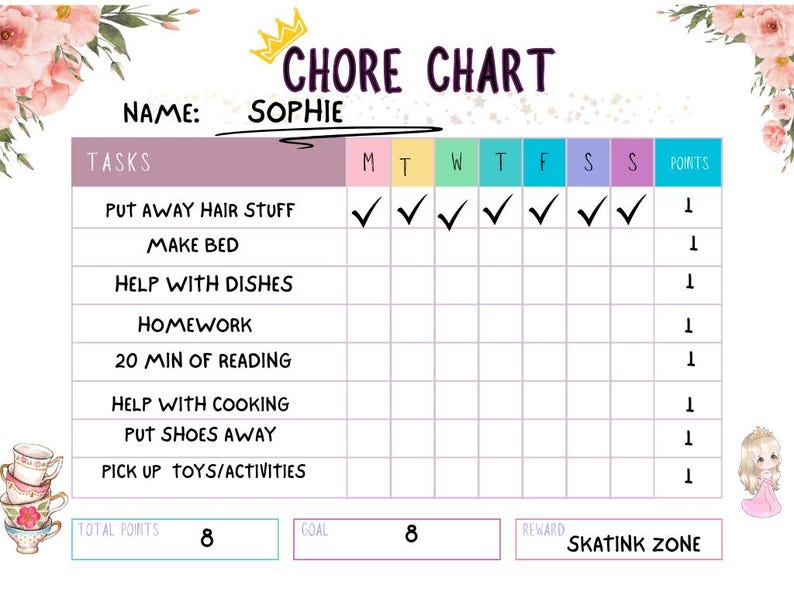 PRINCESS CHORE CHART - Etsy