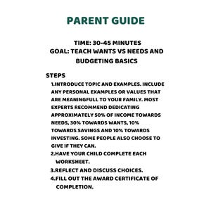 Money Skills for Kids|budgeting Workbook|needs Vs Wants, Spending ...