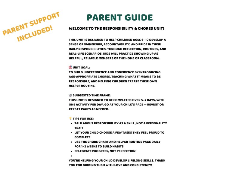 Life Skills Printable Bundle for Kids | Responsibility, Emotions ...