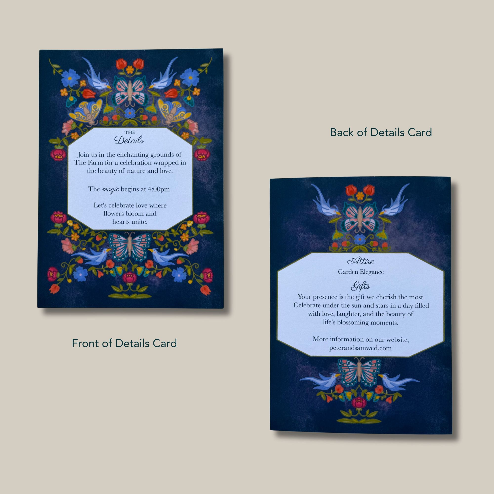 Garden Party Invitation Suite, Blue Illustrated Cards Personalized ...