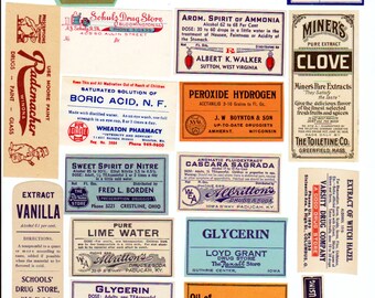 Vintage PoisonLabels Apothecary labels pharmacy collage sheet | Etsy