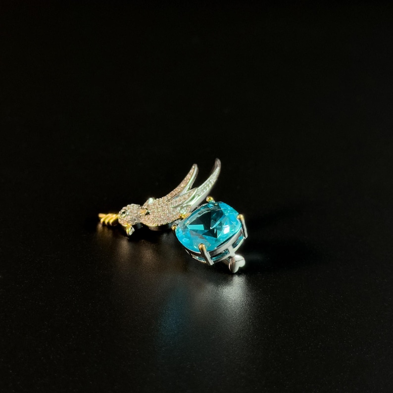 Sky Blue Zircon Bird Brooch, Animal Brooch, Mini Brooch. - Etsy Australia