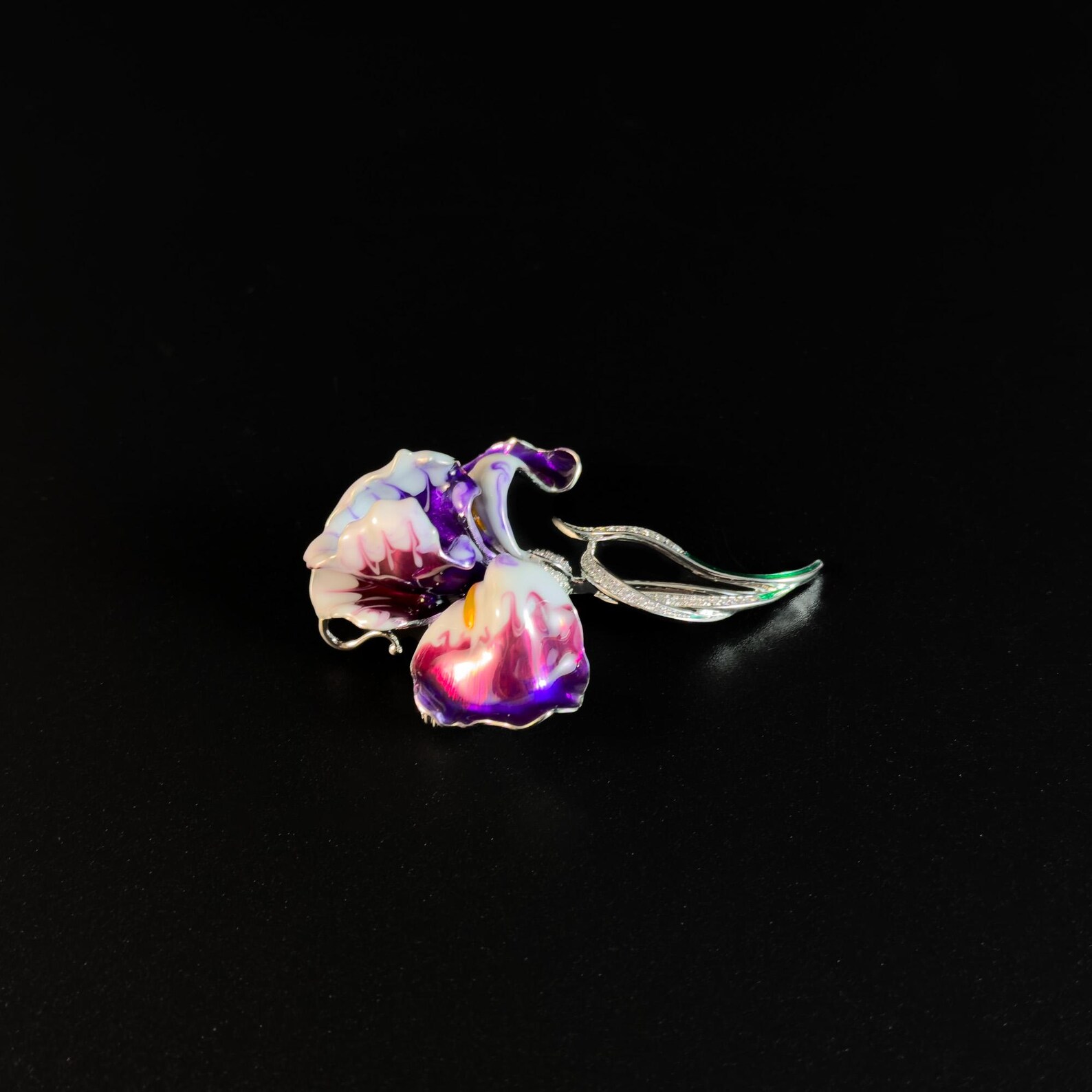 Enameled Iris Brooch, a Sophisticated Garment Pin Accessory. - Etsy