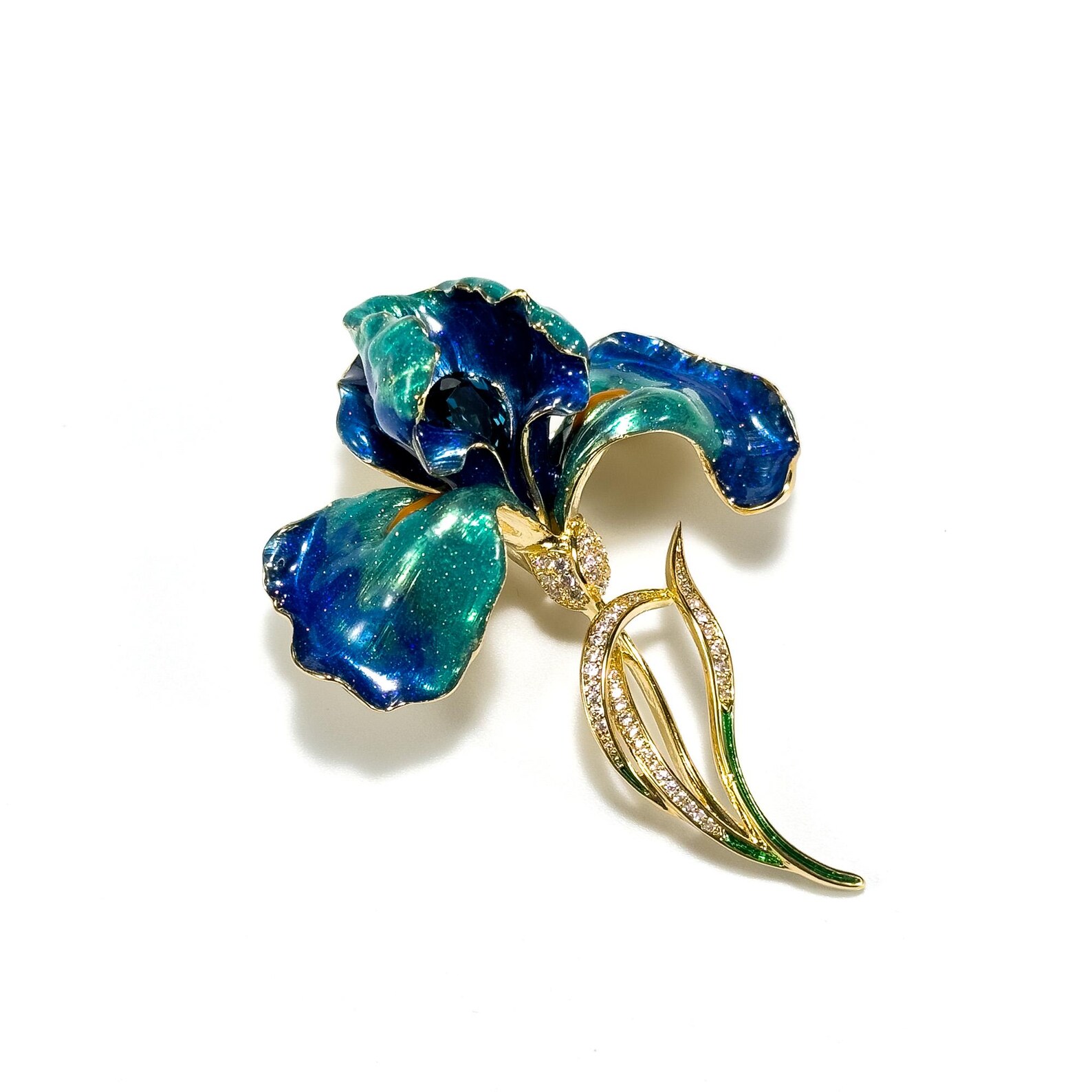 Enameled Iris Brooch, a Sophisticated Garment Pin Accessory. - Etsy