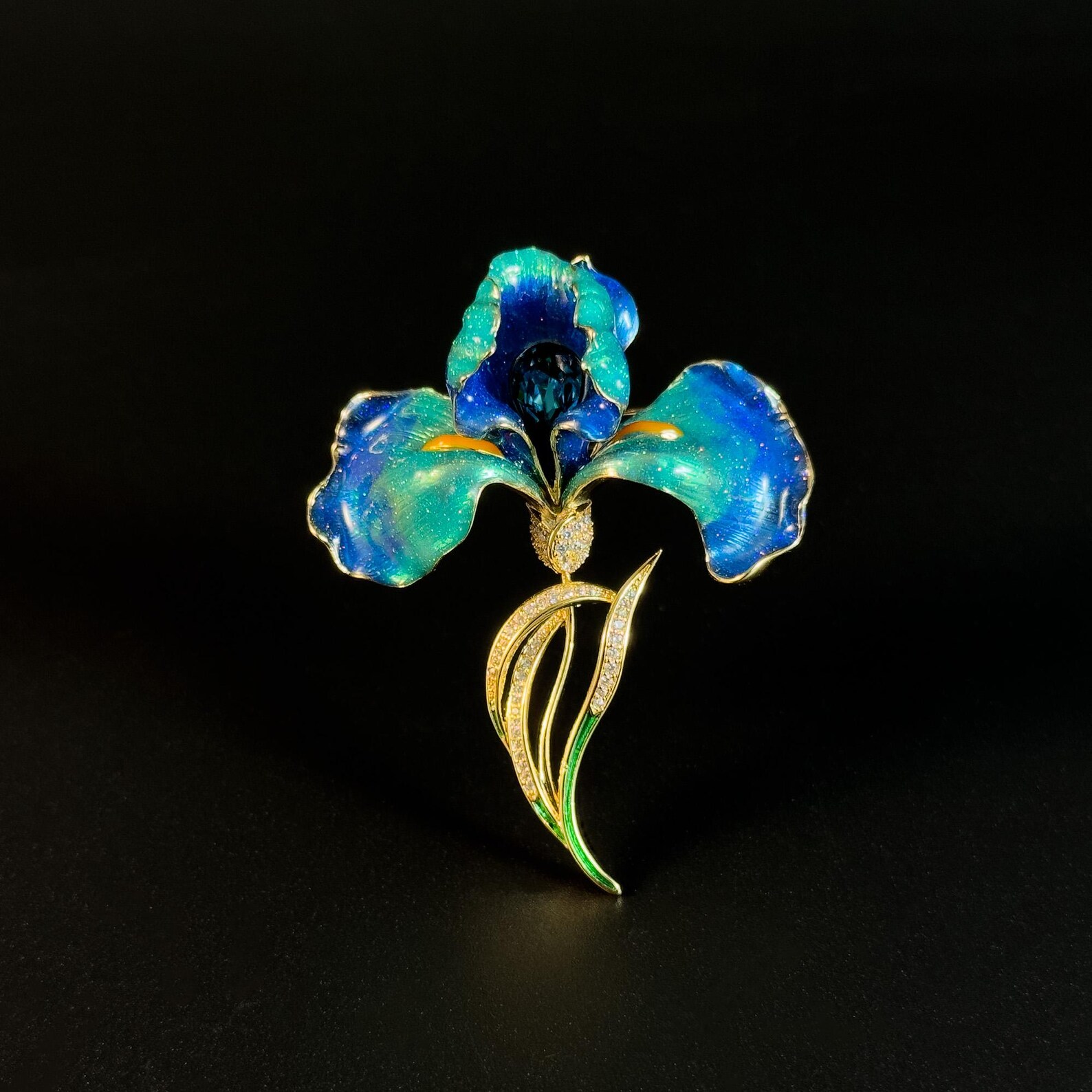 Enameled Iris Brooch, a Sophisticated Garment Pin Accessory. - Etsy
