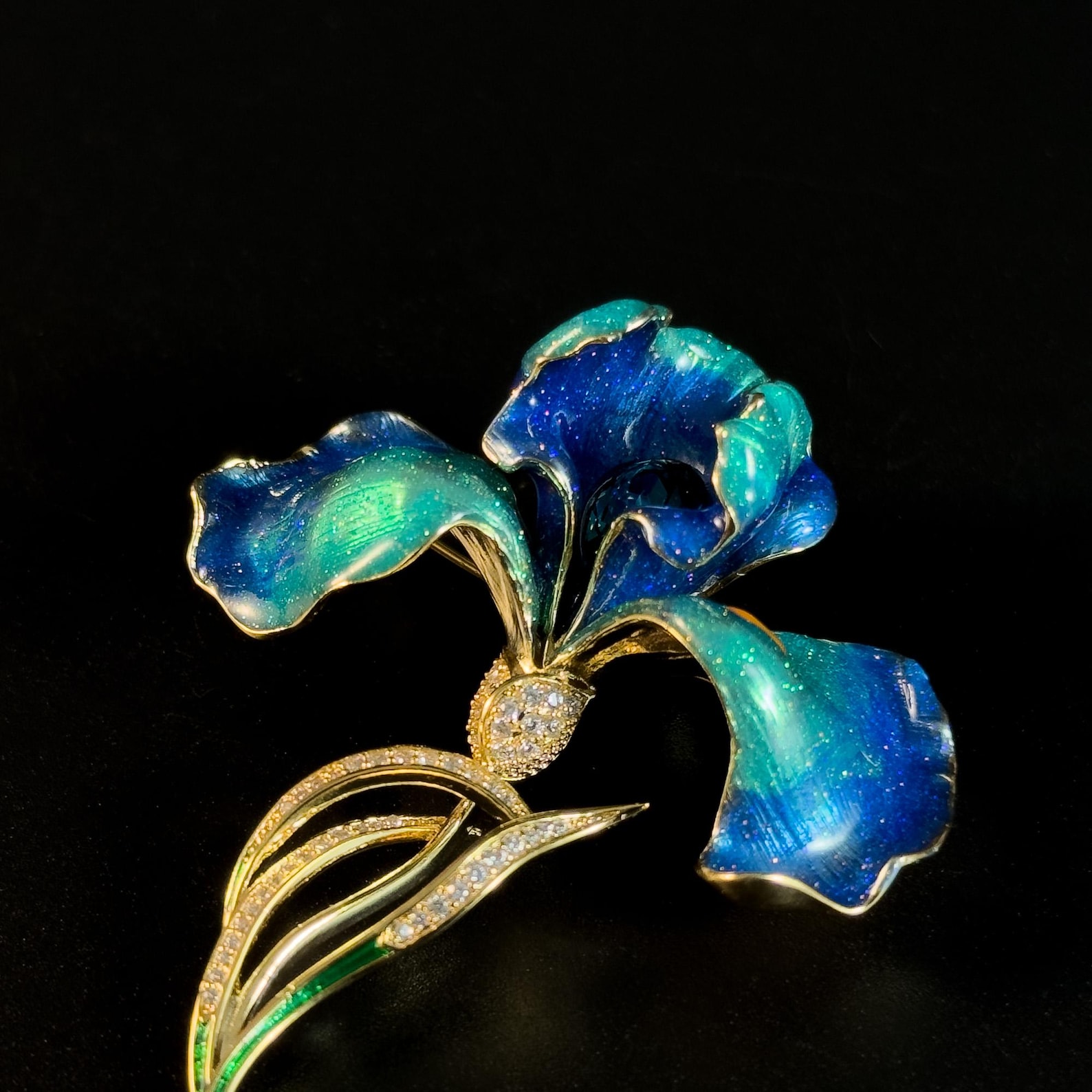 Enameled Iris Brooch, a Sophisticated Garment Pin Accessory. - Etsy