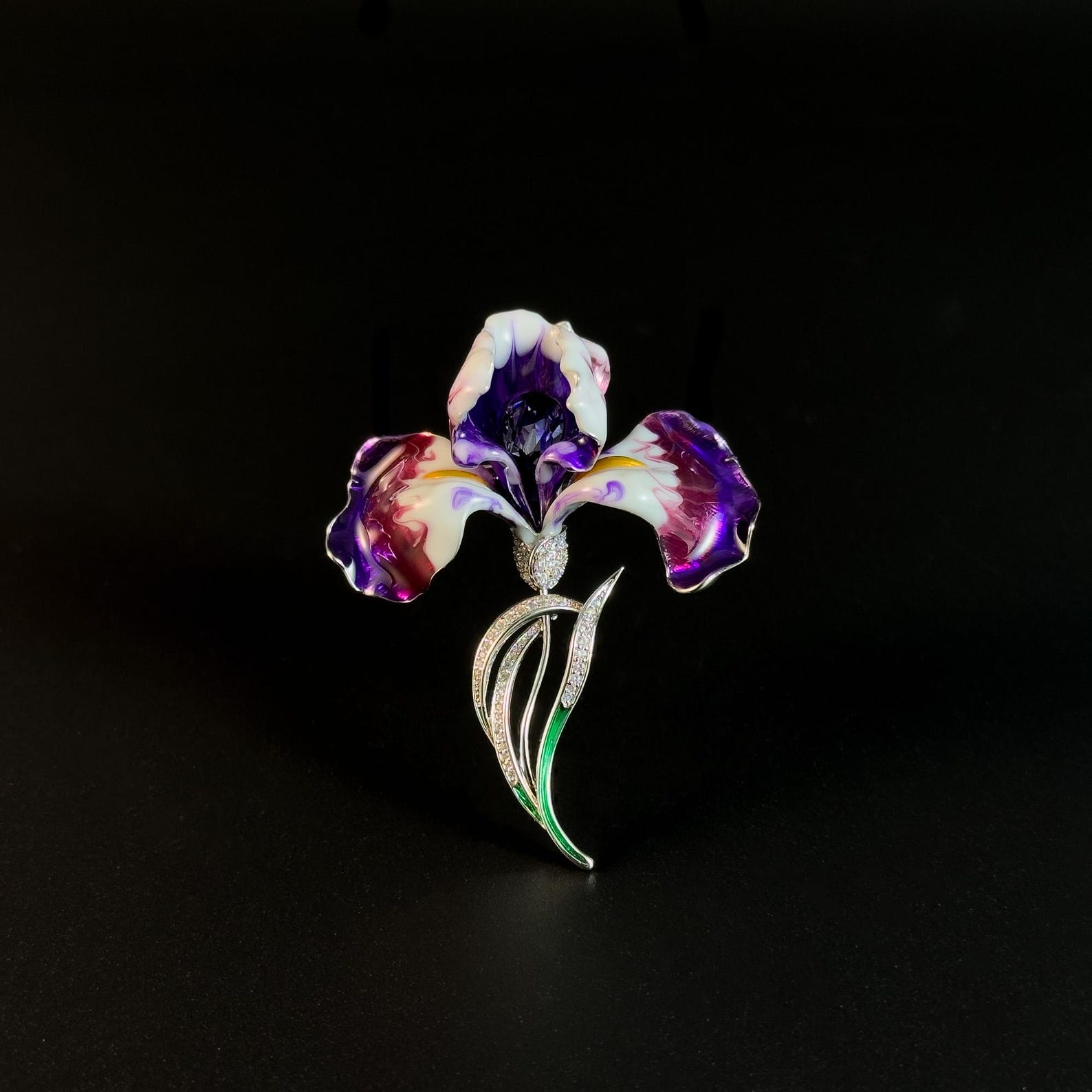 Enameled Iris Brooch, a Sophisticated Garment Pin Accessory. - Etsy