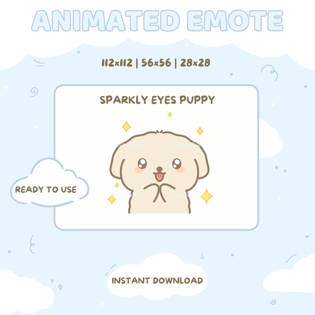 Animated Sparkly Eyes Puppy Emote | Cute Dog Emote for Twitch | Youtube ...