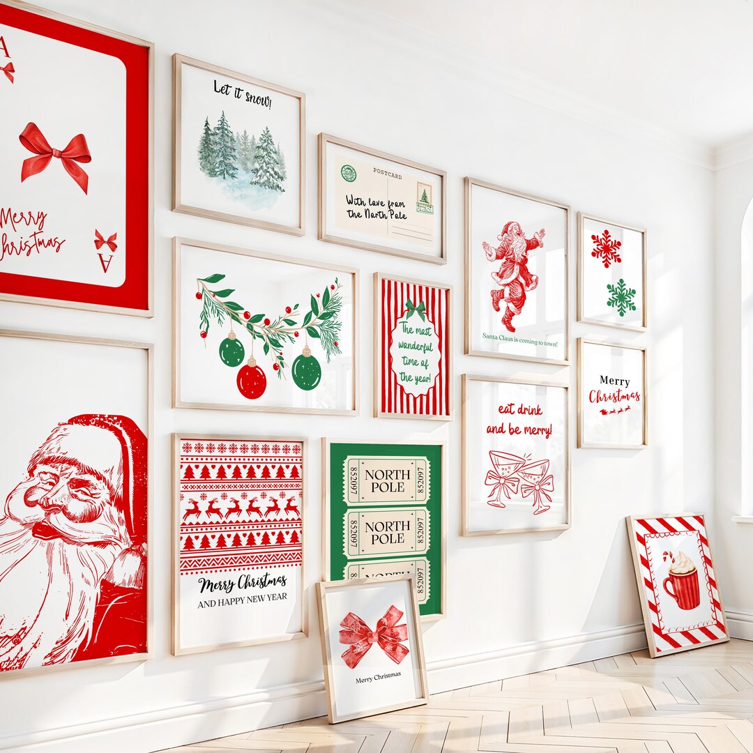 Christmas Gallery Wall Art Set of 15 – Classic Christmas Printable Wall ...
