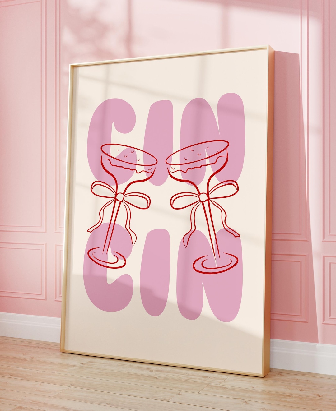 Pink Cin Cin Poster: Coquette Cocktail Art Print (digital Download ...