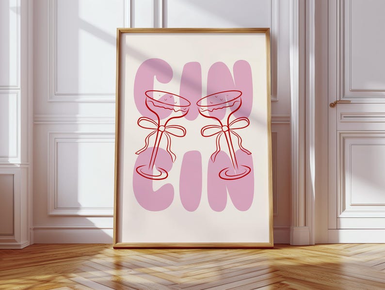 Pink Cin Cin Poster: Coquette Cocktail Art Print (digital Download ...