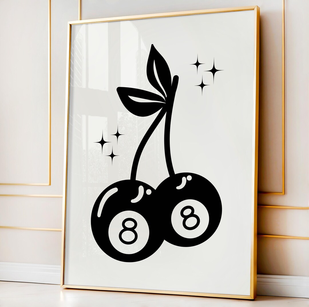 Retro 8 Ball Cherry Print: Vintage Kitchen Printable Wall Art (digital ...