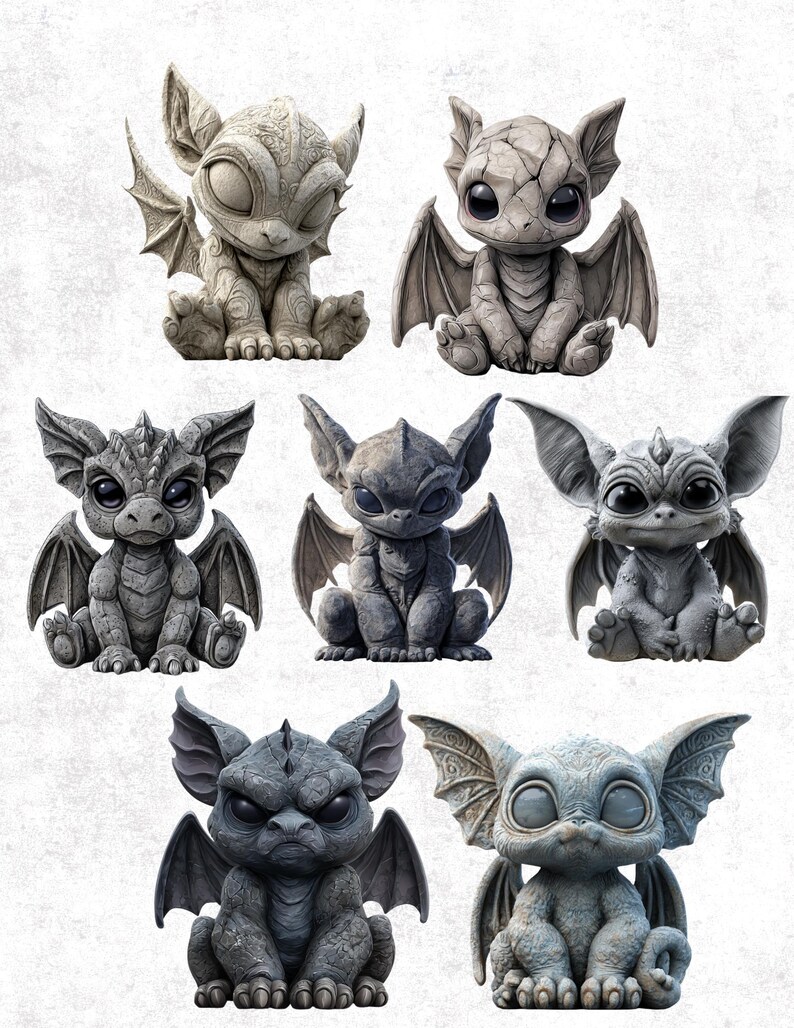 Chibi Stone Textured Gargoyles - Etsy