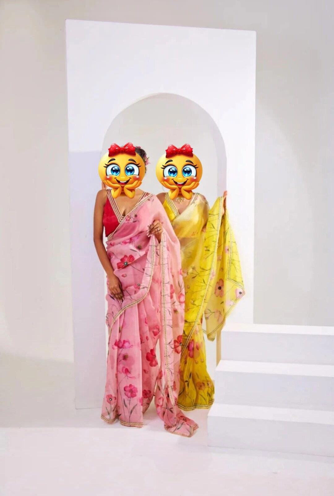Indian Pakistan Sari Traditional Organza Silk Floral Print Saree ...