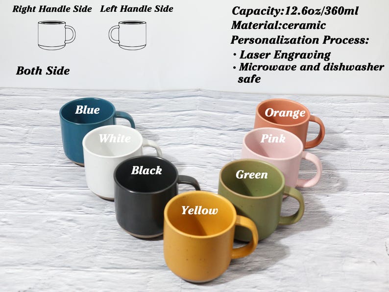 Custom Engraved Ceramic Mug: Personalized Logo Coffee Cup, Employee ...