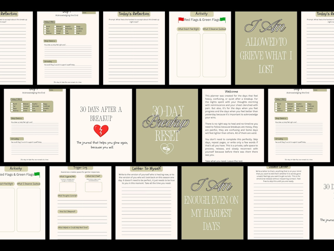 30 Days After a Breakup Journal Healing and Emotional Reset Planner ...