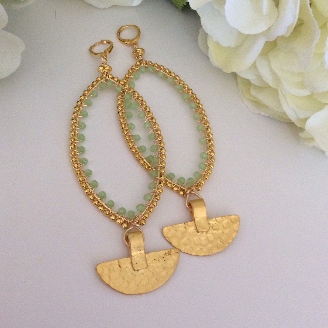 Wire Wrap Earring, Almond Shape Earring, Almond Dangle Earring, Ethnic ...