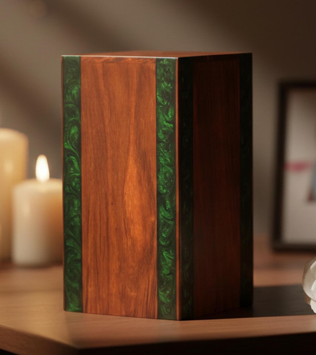 Handmade Cremation Urn Memorial Box With Resin Borders for Ashes Size ...