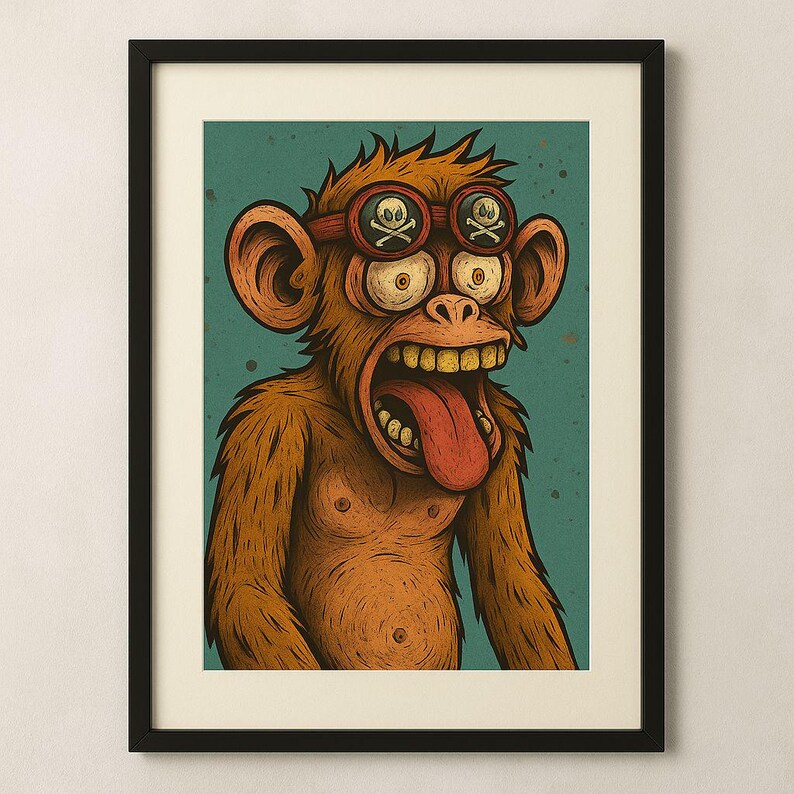 Crazy Monkey Digital Poster – Goggles NFT Art | Pop Art Style Funny ...