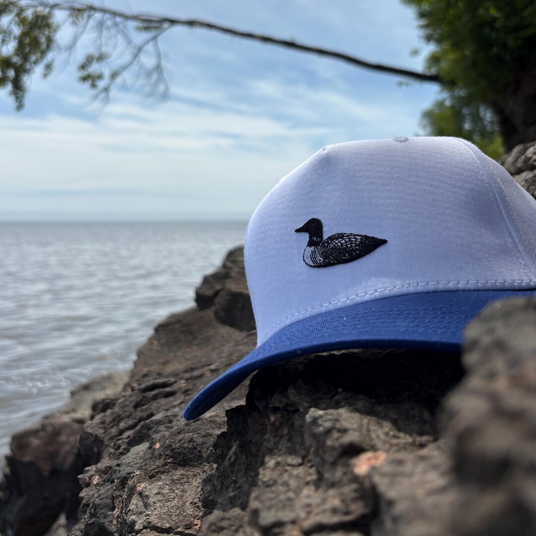 Loon Hat - Blue/white Two-tone Baseball Cap With Loon Patch - Etsy