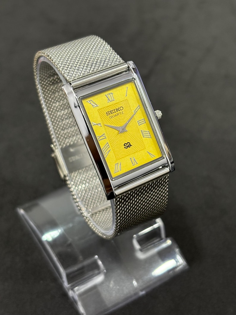 Vintage Seiko Slim Rectangular Tank Watch, Quartz Stainless Steel Men’s ...