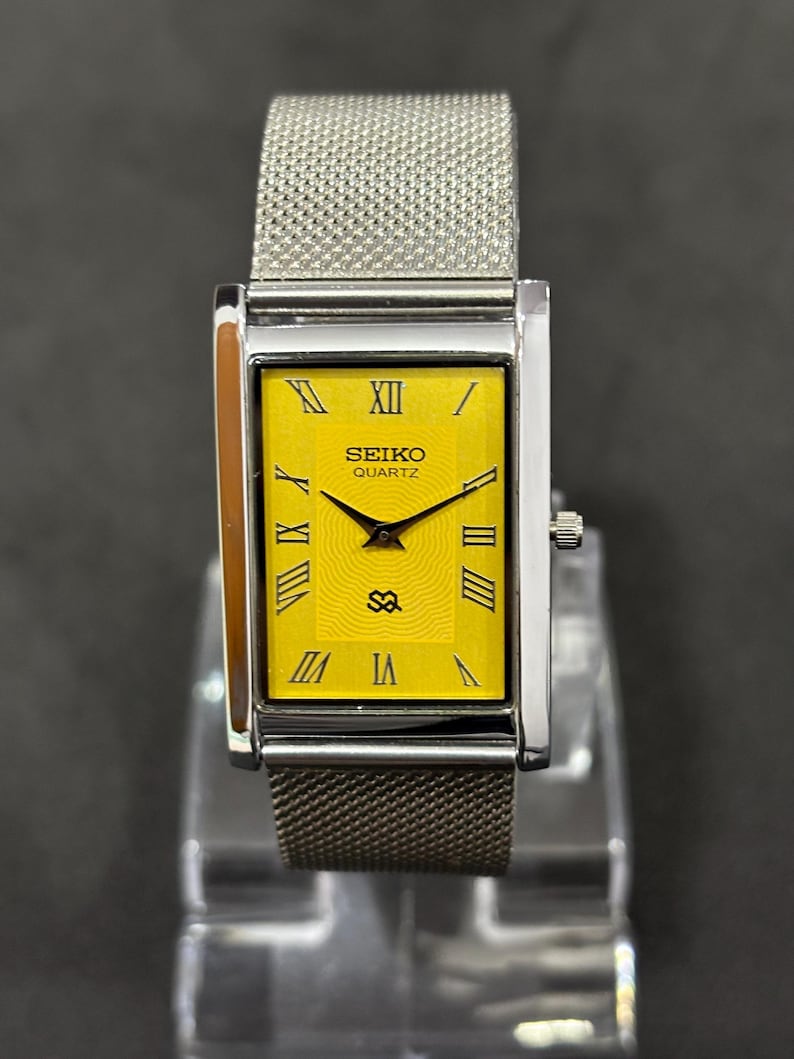 Vintage Seiko Slim Rectangular Tank Watch, Quartz Stainless Steel Men’s ...