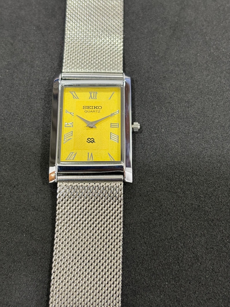 Vintage Seiko Slim Rectangular Tank Watch, Quartz Stainless Steel Men’s ...