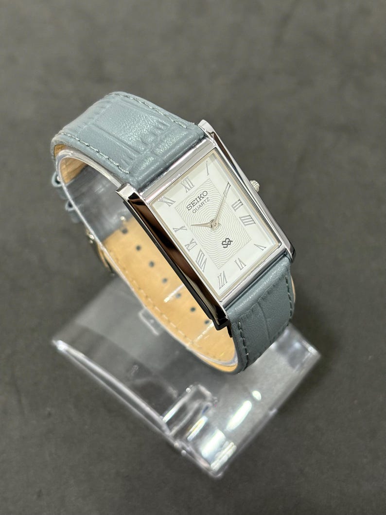Vintage Refurbished Seiko Quartz Watch, Rectangular Slim Case, Roman ...