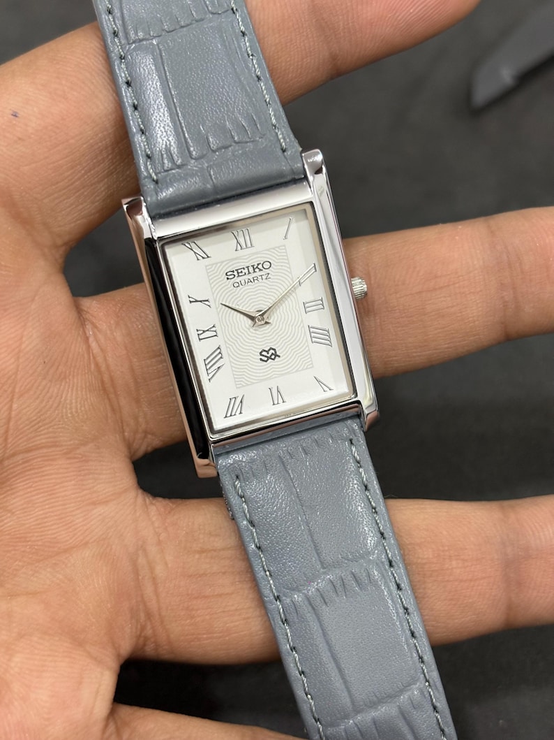 Vintage Refurbished Seiko Quartz Watch, Rectangular Slim Case, Roman ...