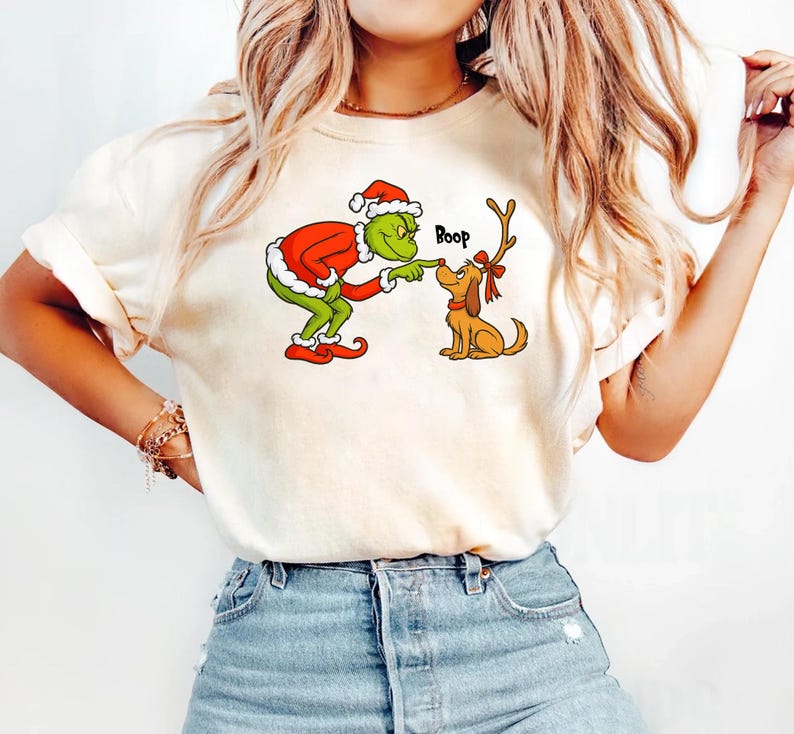 Grinch Boop Reindeer Dog Shirt, Christmas Dog Boop Nose, Dog Boop Nose ...
