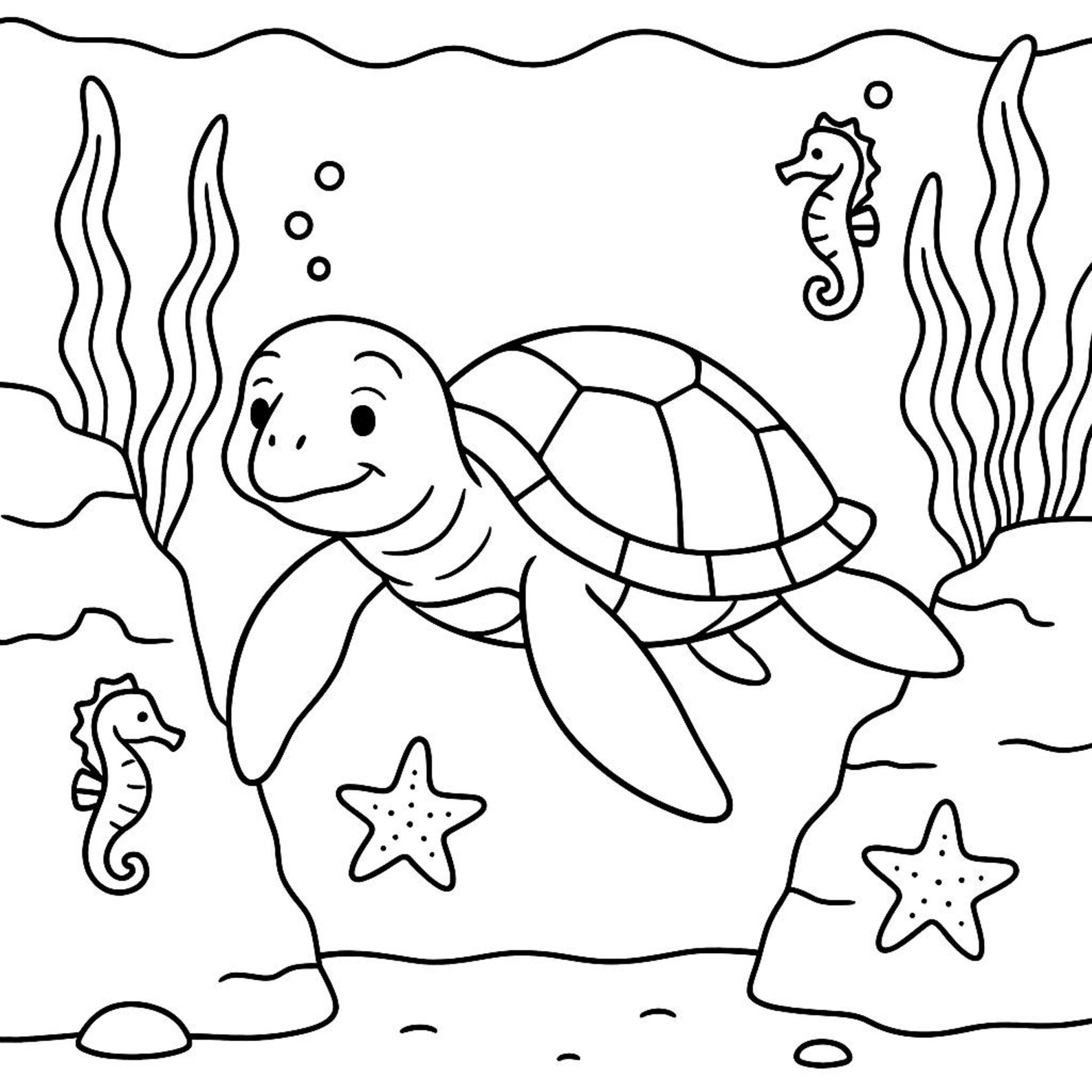 Ocean Adventure Coloring Pages for Kids - Dolphins, Sea Turtles, Whales ...