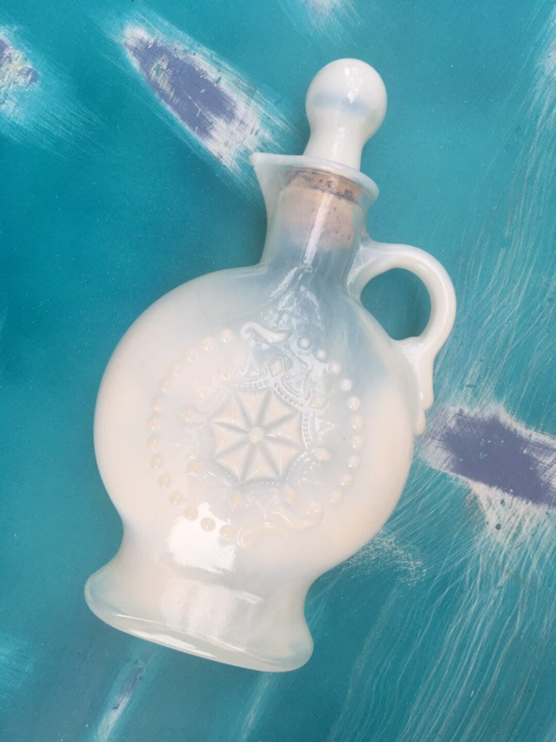 Vintage Moonstone Iridescent Milk Glass Jim Beam Decanter - Etsy