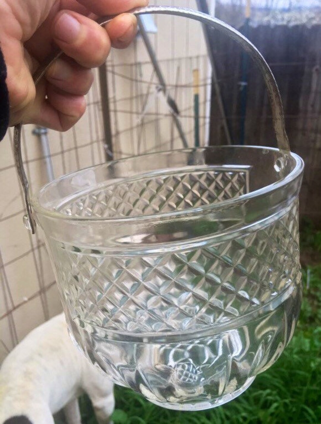 Vintage Cut Glass Ice Bucket - Etsy