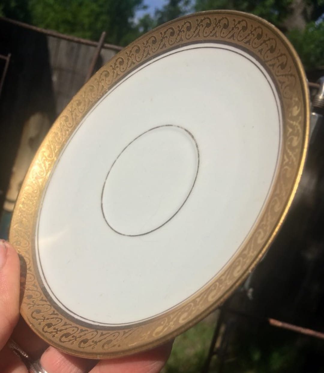 Goa France Limoges Handpainted Porcelain Gold Trim Saucers - Etsy
