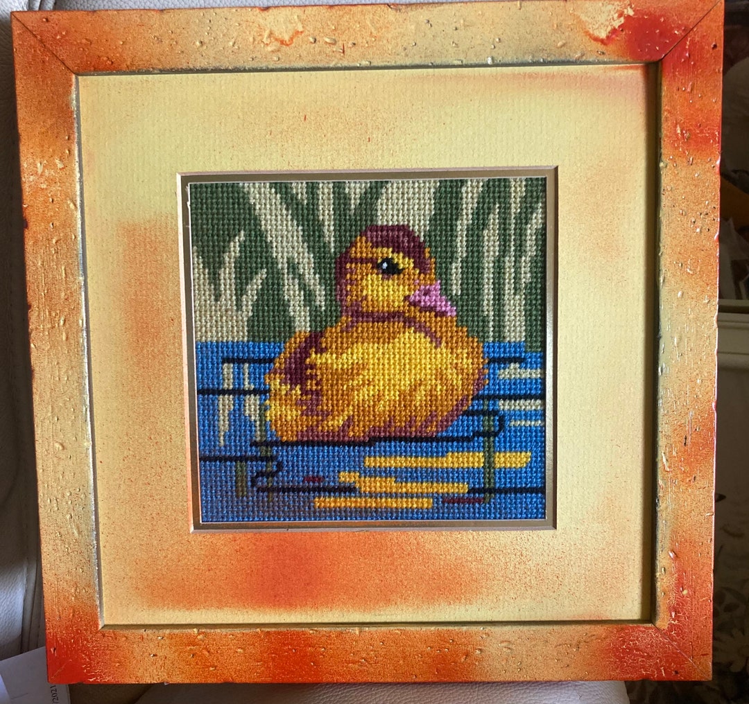 Vintage Needlepoint Duck Matted Framed - Etsy