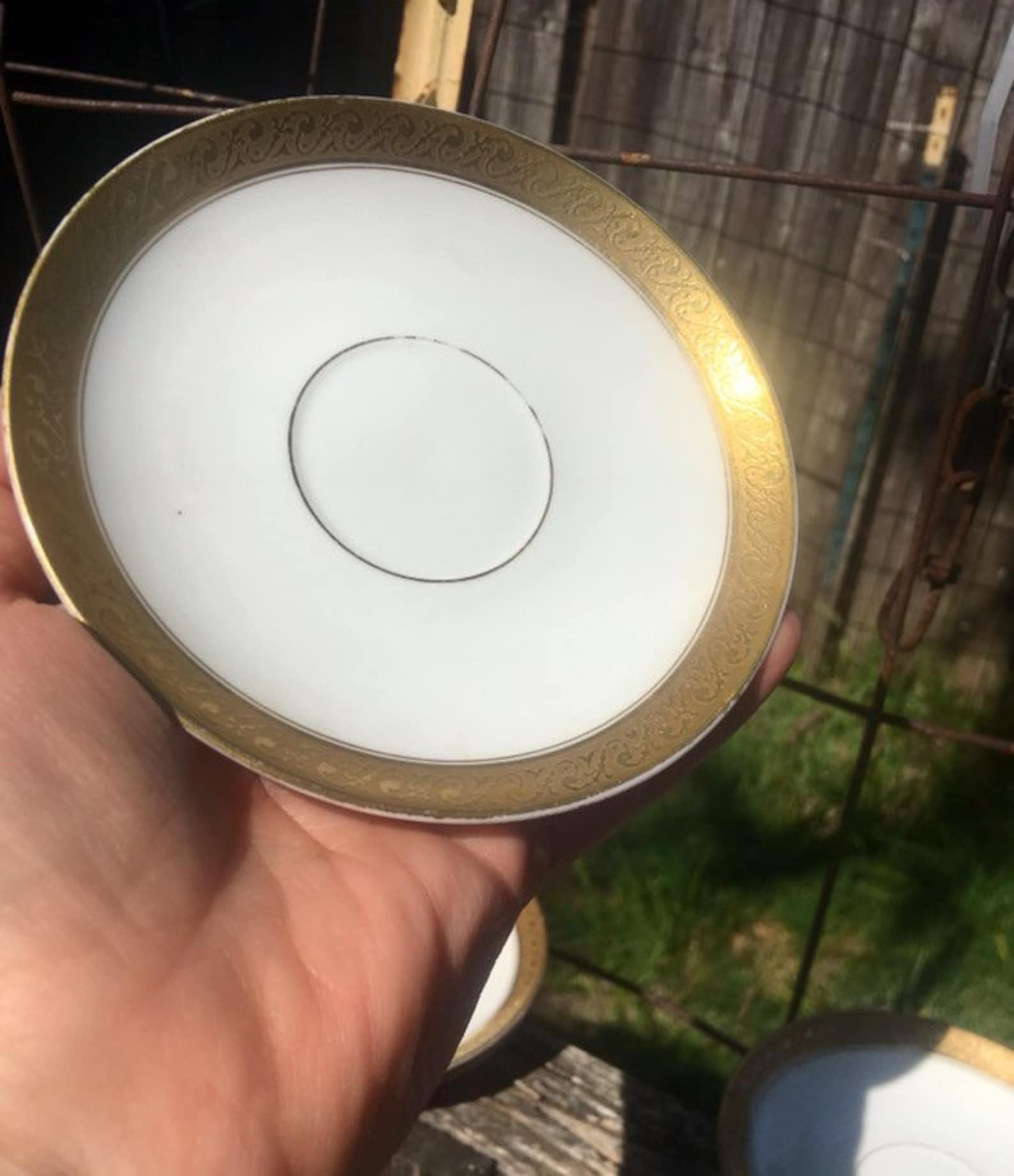 Goa France Limoges Handpainted Porcelain Gold Trim Saucers - Etsy