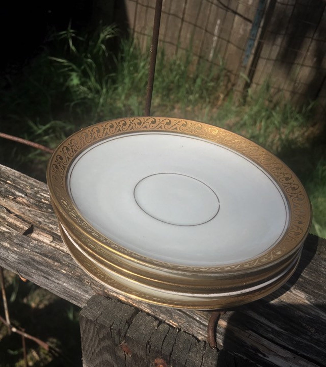 Goa France Limoges Handpainted Porcelain Gold Trim Saucers - Etsy