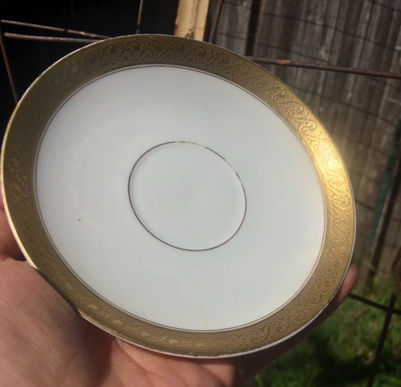 Goa France Limoges Handpainted Porcelain Gold Trim Saucers - Etsy
