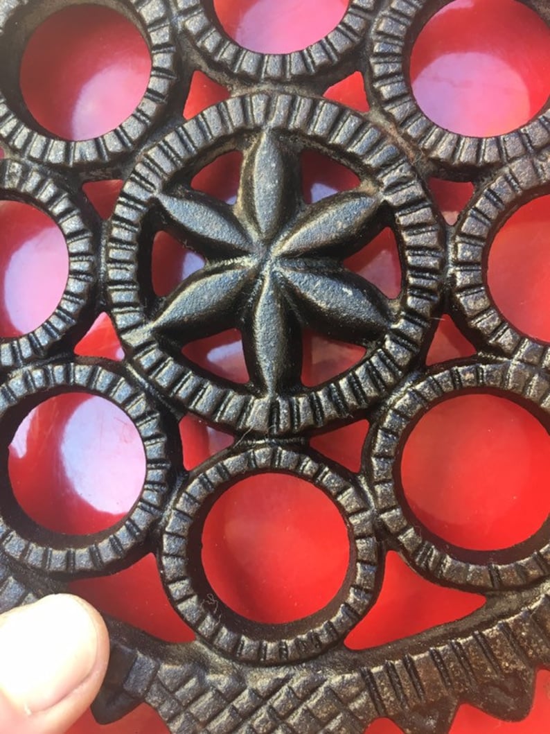 Vintage Cast Iron Hex Star Trivet - Etsy
