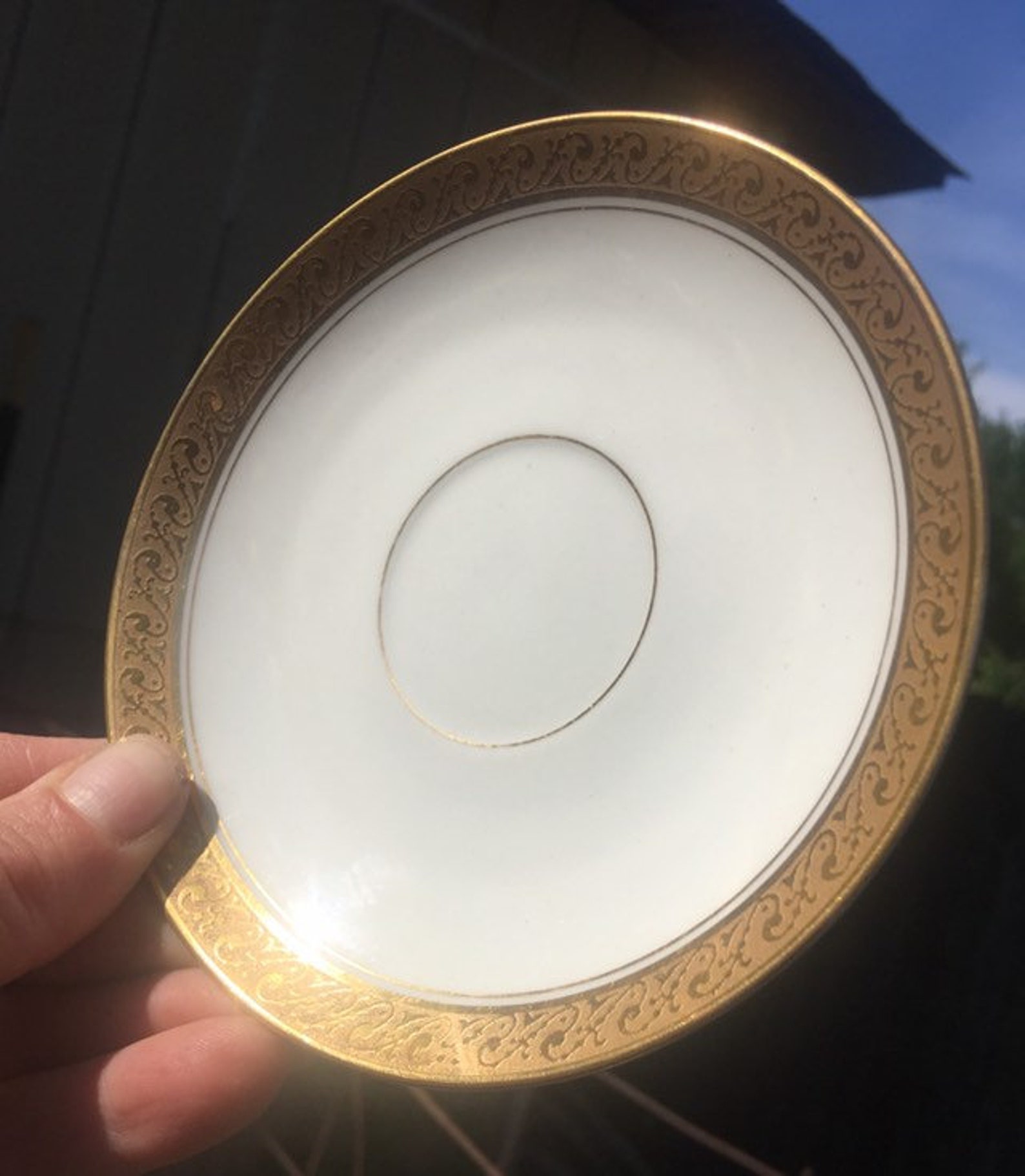 Goa France Limoges Handpainted Porcelain Gold Trim Saucers - Etsy