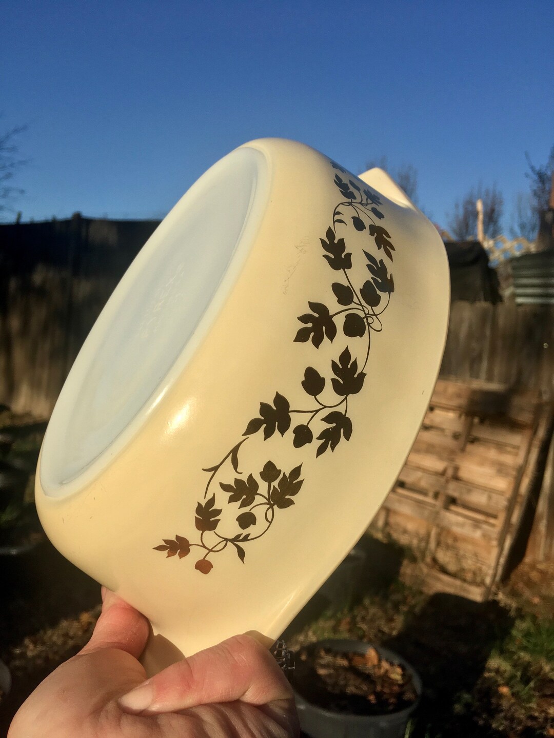 Vintage Pyrex Golden Acorn, Golden Leaf Promotional Oval Handled ...