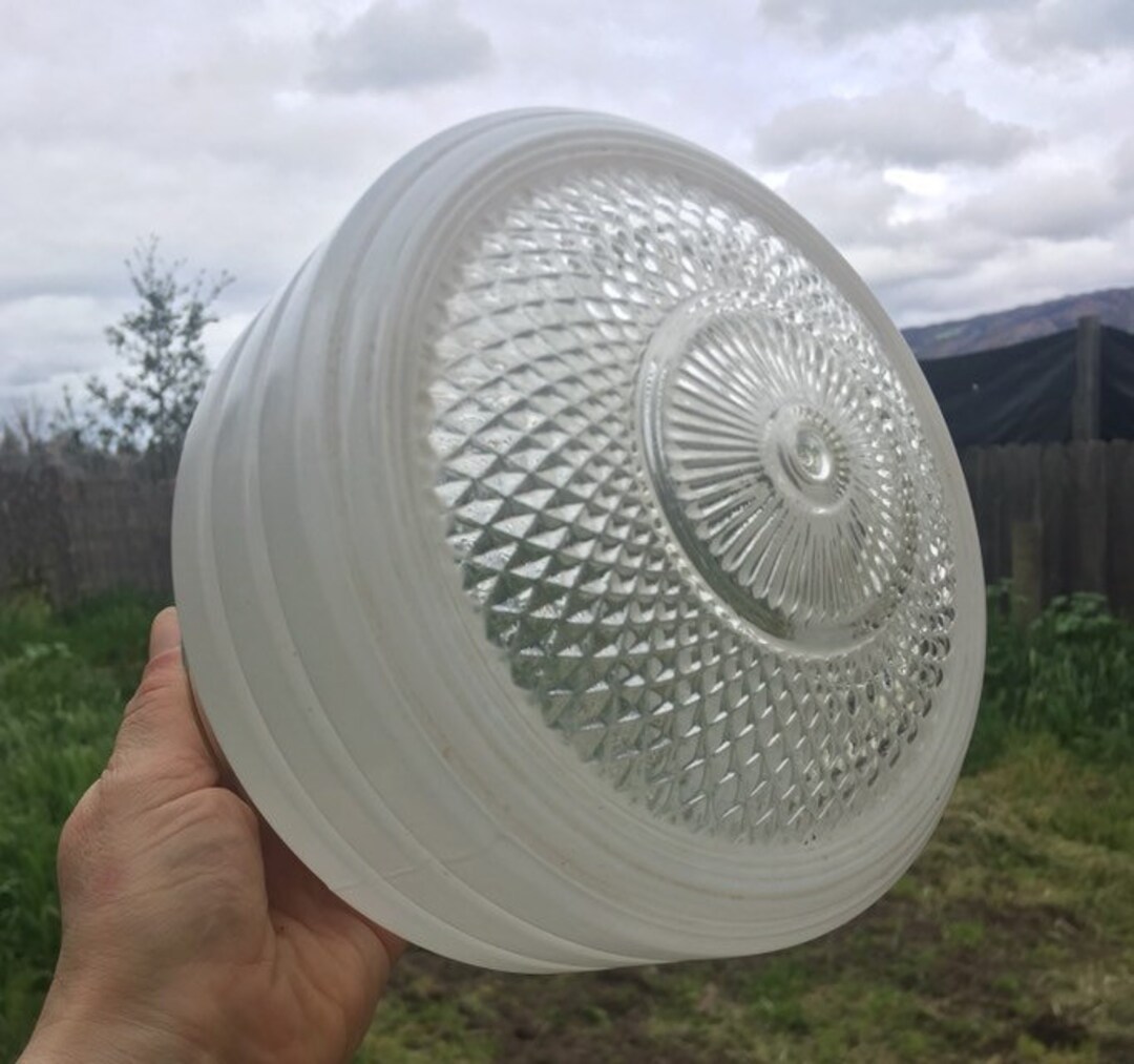 Vintage Frosted Glass Diamond Cut Glass Lamp Shade - Etsy