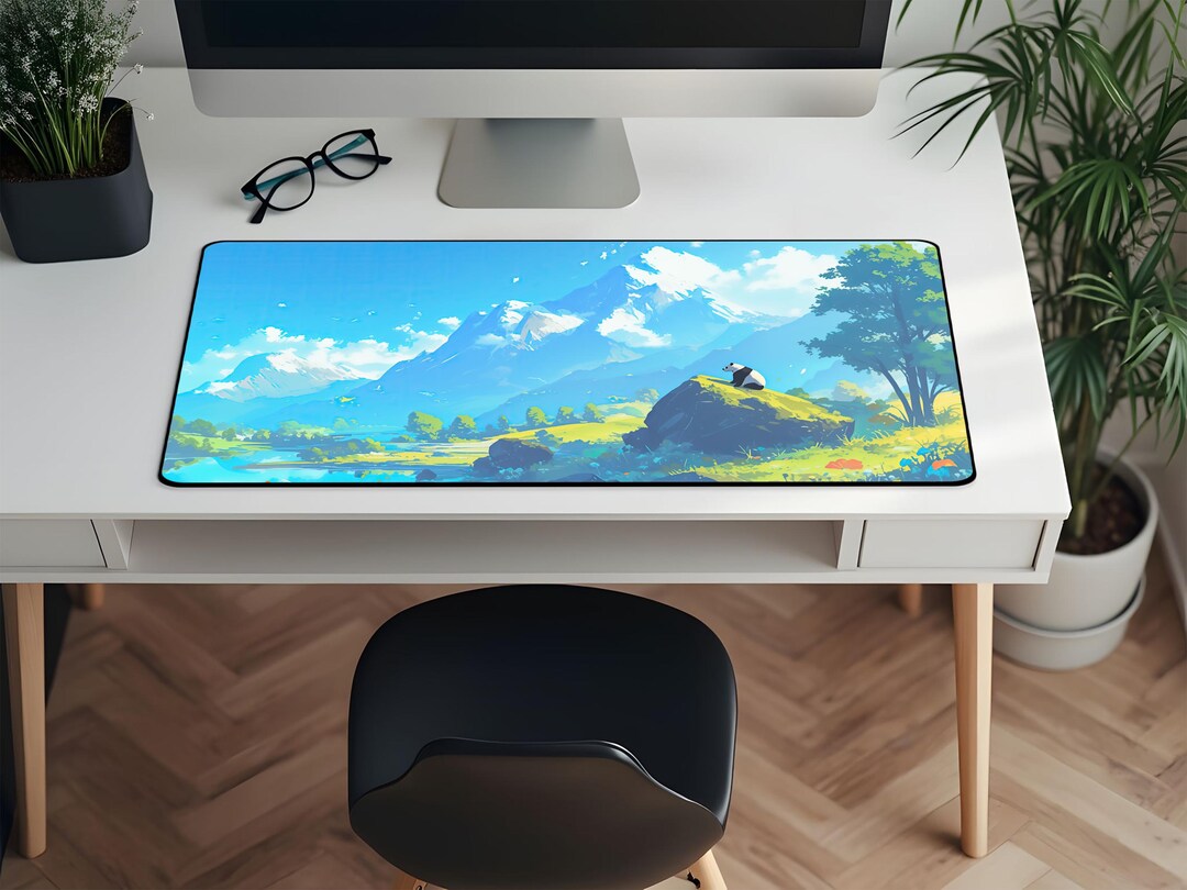 Peaceful Panda Scenery Mouse Pad - Mountain Landscape Desk Mat ...