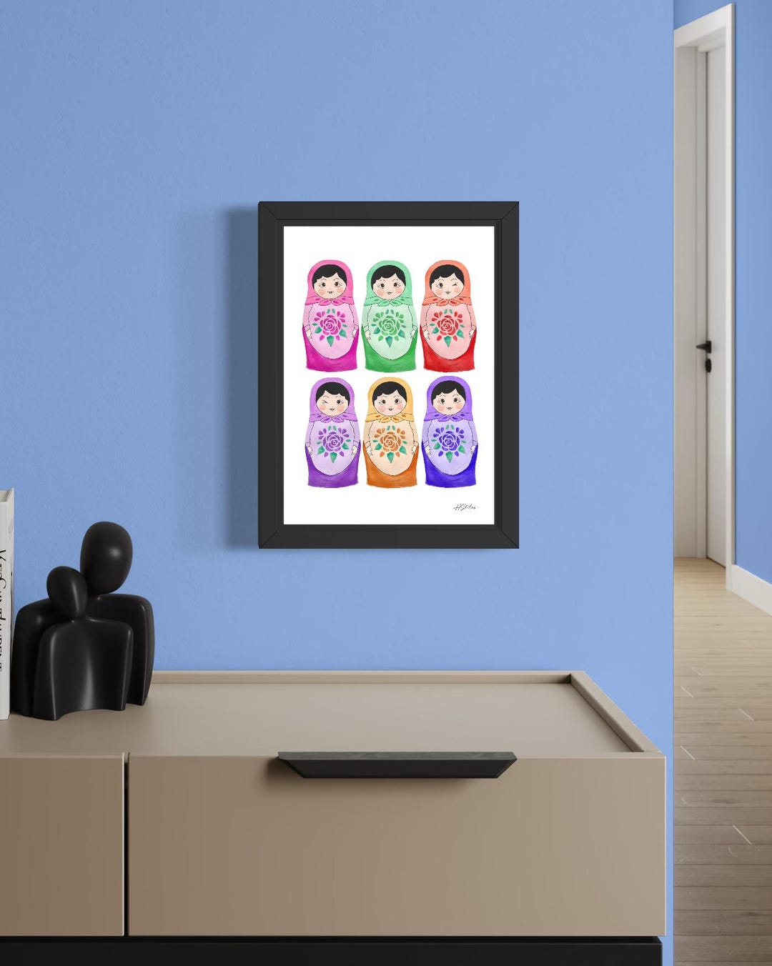 Rainbow Winking Russian Doll A4 Print, From Original Painting - Etsy