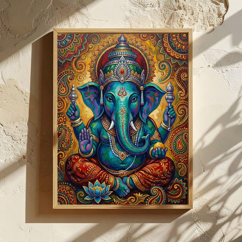 Lord Ganesha Wall Art, Hindu God, Indian Painting, Spiritual Poster ...