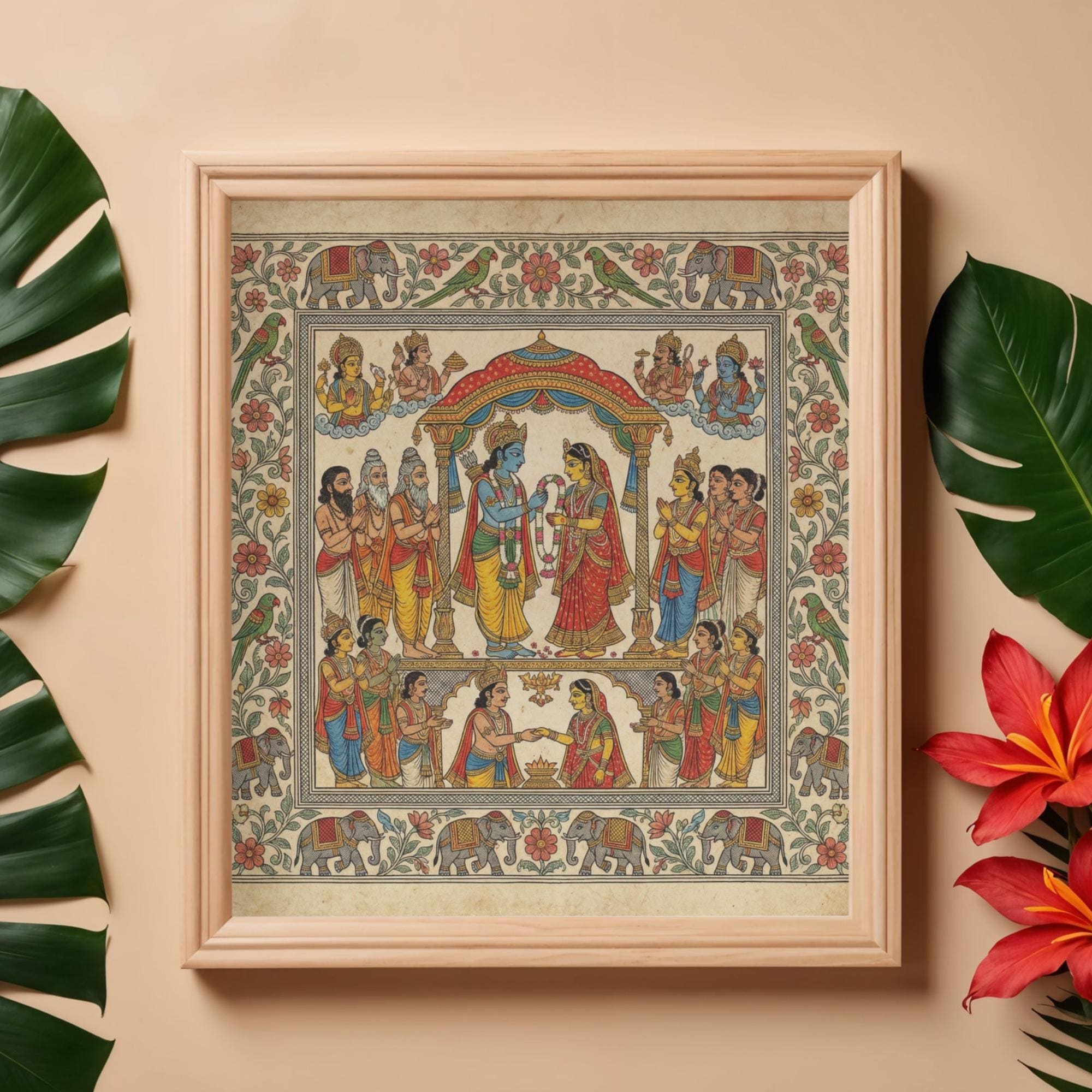 Madhubani Sita Swayamwar Print, Indian Folk Art, Ram Sita Wedding ...