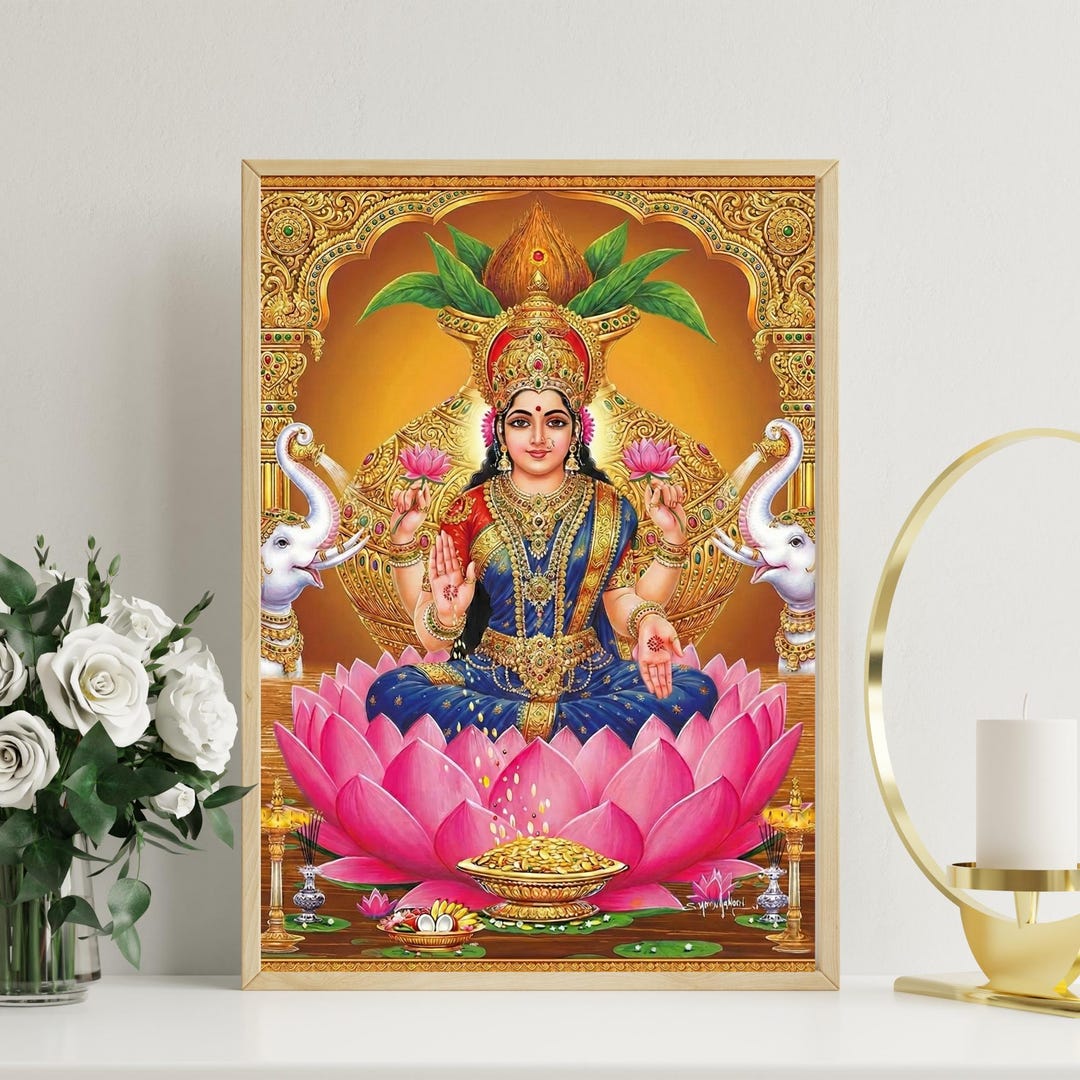 Indian Hindu Goddess Lakshmi Art, Prosperity & Vastu, Spiritual Poster ...