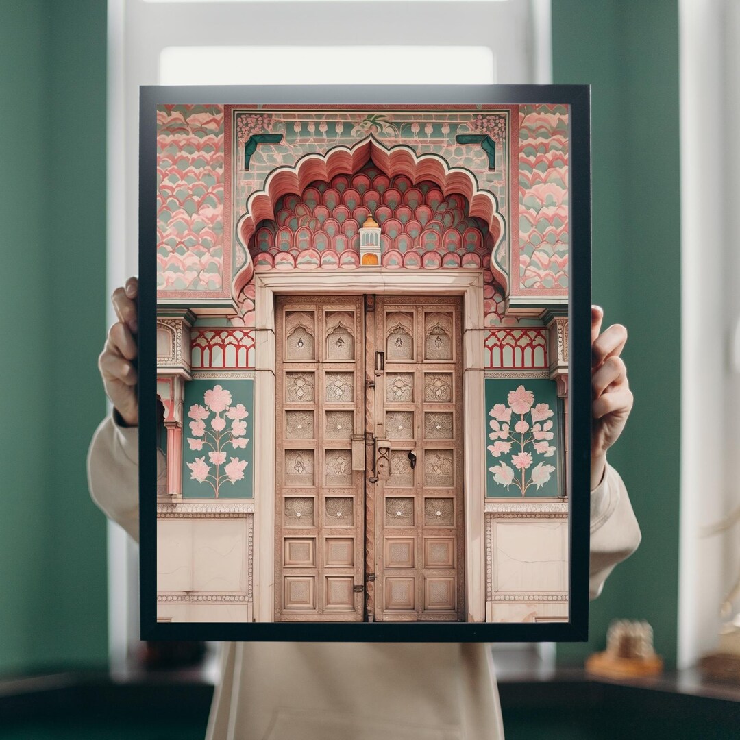 Jaipur Door Art, Rajasthani Print, Lotus Gate Wall Decor, Indian Palace ...